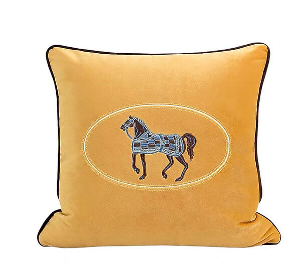 Piping Velvet Fabric Luxury Horse Embroidery Cover - Rattan Capital