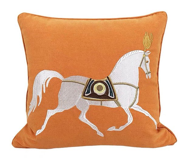 Piping Velvet Fabric Luxury Horse Embroidery Cover - Rattan Capital