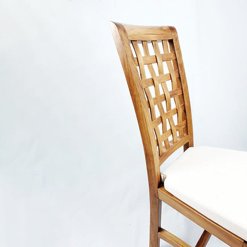 Checkered Wood Chair - Rattan Capital